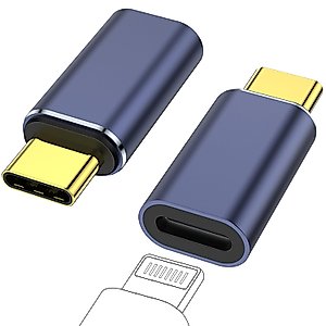 Jadebones USB-C Male to Lightning Female Adapter (2 Pack), PD Fast Charging&Data Transfer for iPhone 15/15 Plus/15 Pro/15 Pro Max,iPad Air,Other Type C Device, Dark Blue