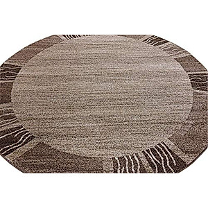 Unique Loom Del Mar Collection Area Rug-Transitional Inspired with Modern Contemporary Design, 6 ft x 6 ft, Light Brown/Beige