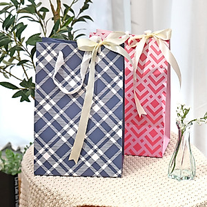 Moretoes 12 Pack Gift Bags Assorted Sizes and Designs, Gift Bags Bulk with Tissue Paper 12 Patterns in 3 Different Sizes for Birthday, Baby Showers