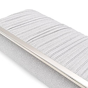Premium Pleated Metallic Glitter Mesh Clutch Evening Bag Handbag, Silver
