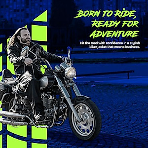 HWK Leather Motorcycle Jacket with Armor for Men, Cafe Racer Genuine Leather Jacket for Weather Resistant Enduro Motocross, Motorbike Riding, Easy Adjust Men's Motorcycle Jacket, X-Large