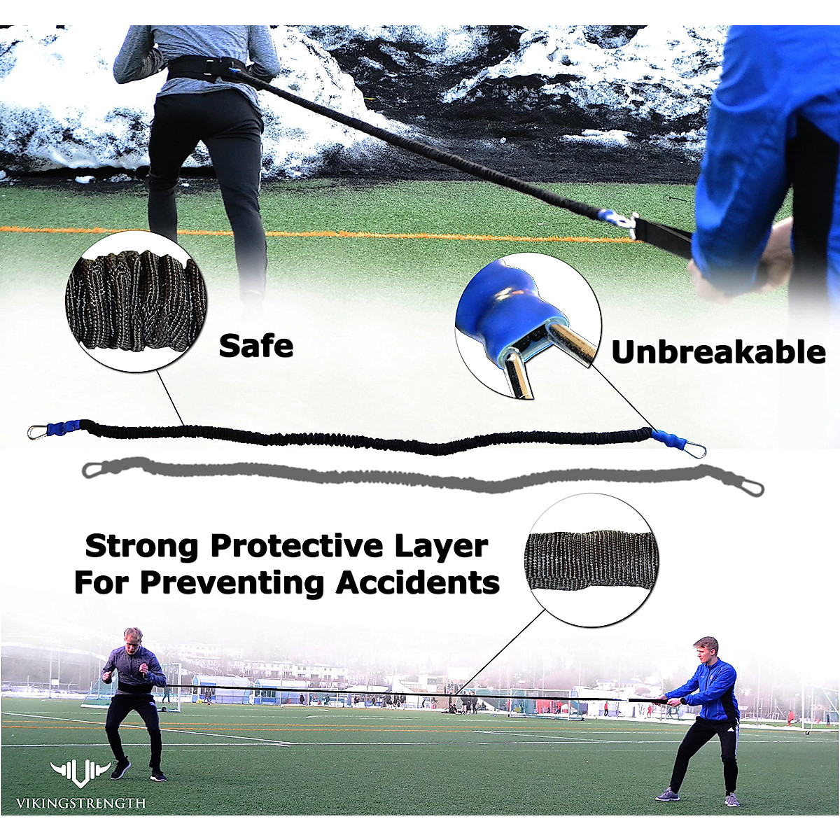 Vikingstrength - 360° Resistance Running Training Bungee Band (Waist) for Speed, Fitness Agility, Speed Strength – Gym Equipment for Football, Basketball, Solo or partner + V-Strength Workout App