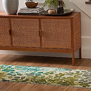 Mohawk Home Aurora Radiance Aqua Abstract Floral Runner Area Rug, 2'x8', Blue/Green