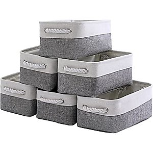 Sacyic Baskets Storage Bins 12x8x5 inch [6-Pack] Fabric Storage Baskets Cloth Baskets Empty Gift Baskets with Rope Handles Decorative Baskets for Organizing