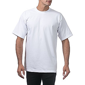 Pro Club Men's Heavyweight Cotton Short Sleeve Crew Neck T-Shirt, White, 2X-Large