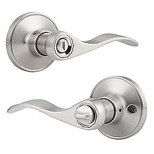Knobonly 5 Pack Bedroom Bathroom Privacy Keyless Door Handle Brushed Nickel Finish Drop Lockset Right or Left Handed Levers