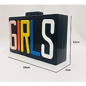 Shiratori Women Evening Clutch Bag, Acrylic Square Box Shoulder HandBags For Wedding Party Tote Purse (black)