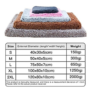 VOODUE Soft Plush Pet Pad Pet Blanket Bed Mat for Small Medium Dog Cat Puppy Rabbit Thickened Sofa Cushion Home Rug Keep Warm Pet Items (Color : Brown, Size : S 40x30x5cm)