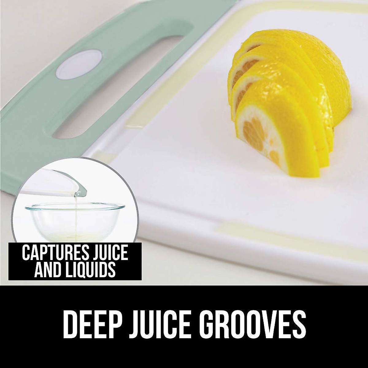 Gorilla Grip Cutting Board Set of 3 and Cotton Oven Mitts Set, Both in Mint Color, Cutting Boards are Reversible, Oven Mitts are 13 Inch Long, 2 Item Bundle