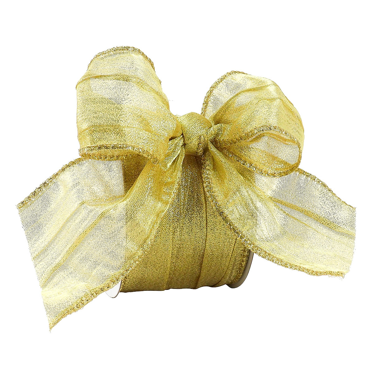 HUIHUANG Gold Wired Ribbon 2-1/2" Metallic Crinkle Gold Christmas Tree Ribbon for Bows Making, Wreath Making Supplies, Gift Wrapping, Holiday Home Decor, Garland, DIY Crafts -10 Yards