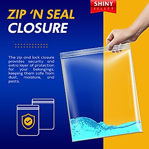 [ 12 COUNT ] Extreme THICK -3 MILL- Extra Large Super Spacious Strong CLEAR Big Bags, - Zipper Top - 5 GALLON, 3 Mill, Size 18"x24" Plastic Food Storage Bags For Clothing, Toys, Storage, Organization