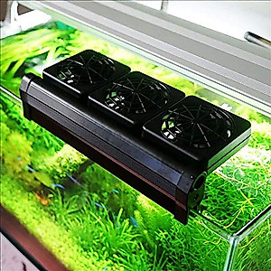 JANNIDE 3 Heads Aquarium Chillers Cooling Fan,Adjustable Aquarium Water Cooling Fan Fish Tank Cold Wind Chiller 2 Level for Salt/Fresh Water (3-Heads)
