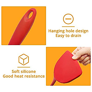 Silicone Non-stick Turner, High Heat Resistant to 480°F, KUFUNG Food Grade Solid Turner, BPA Free, Solid Spatula for Fish, Eggs, Pancakes (Solid Turner, Red)