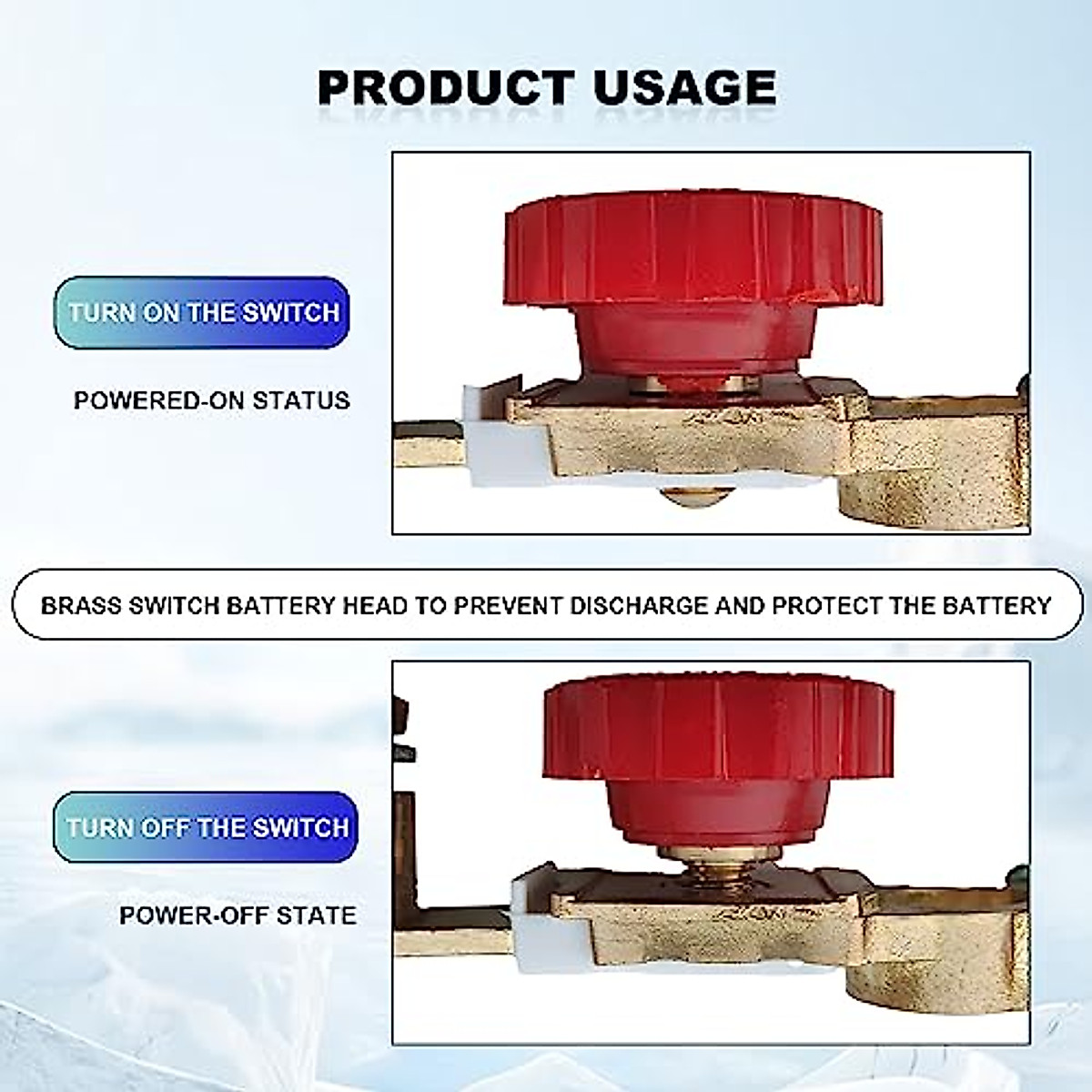 Quick Disconnect Battery Cut Off Switch Top Post Battery Disconnect Switch Pure CoppelPower Off Switch Car Battery Connector (Red)