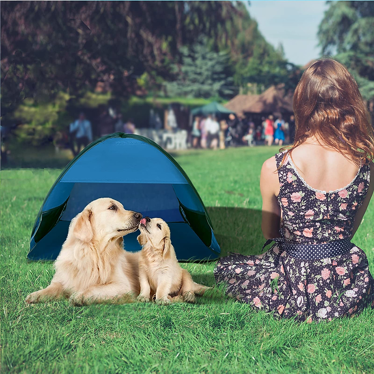 Mini Head Pop Up Tent Beach Sun Shelter Rabbit Tent House Bunny Teepee Bed Portable Sun Shade Canopy Windproof Sand Proof with Mobile Phone Stand,Mini Tent for Pets Small Pop Up Dog Tent