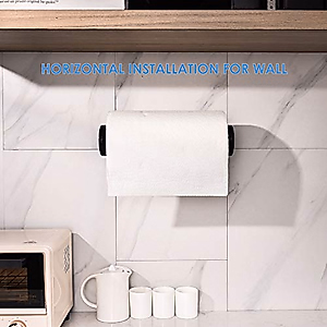 simpletome ONE Hand Tear Paper Towel Holder Under Cabinet Adhesive or Drilling Installation Aluminum Alloy + ABS (Black)