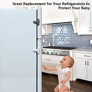 Home Refrigerator Fridge Freezer Door Lock, Latch Catch Toddler Kids Child Fridge Locks Baby Safety Child Lock, Easy to Install and Use 3M Adhesive no Tools Need or Drill(1 Pack, White)