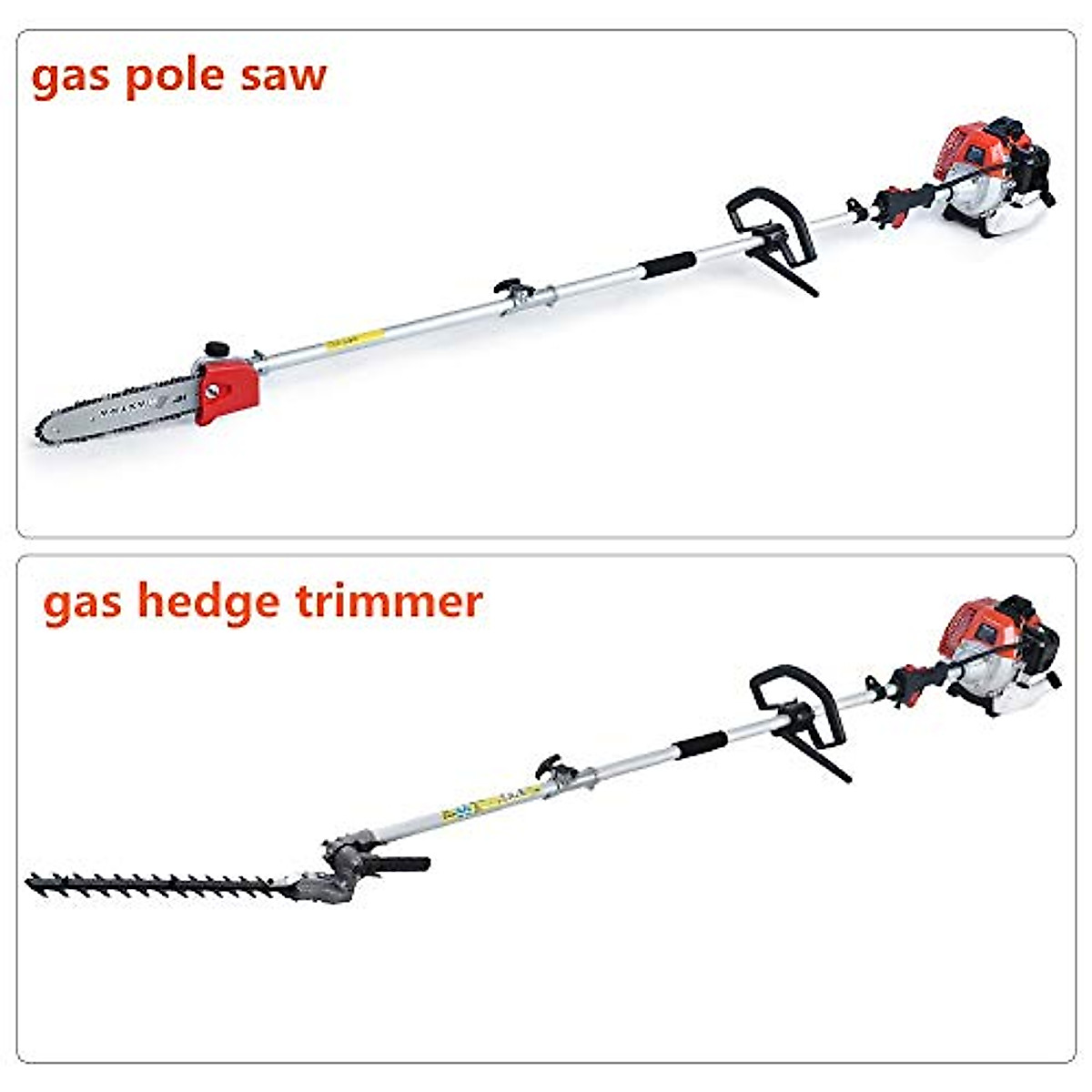Reach to 16 Feet Gas Pole Saw for Tree Trimming,Cordless Gas Pole Chainsaw Hedge Trimmer Grass Brush Cutter Multifunctional Tools