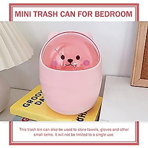 Cabilock Desktop Garbage Bin with Lid Lovely Mini Trash Bin Desktop Trash Container Cartoon Garbage Can Container for Home Office