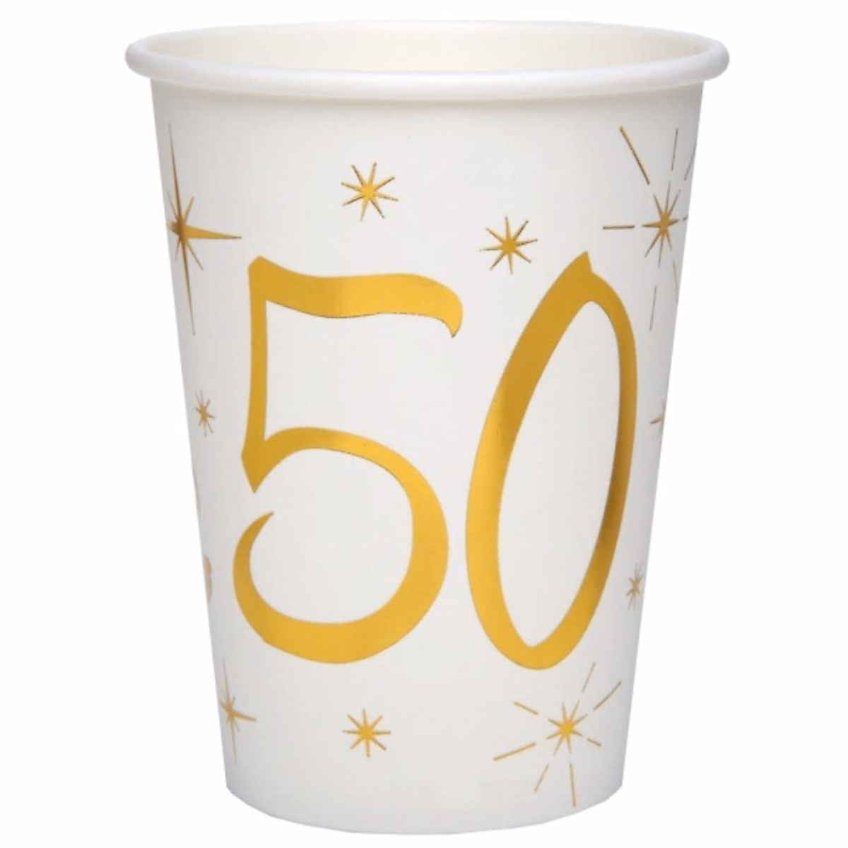 Gold 50th Birthday Party Pack with Plates Napkins and Cups, 50th Birthday Tableware, 50th Party Decorations, Gold 50th Party Set