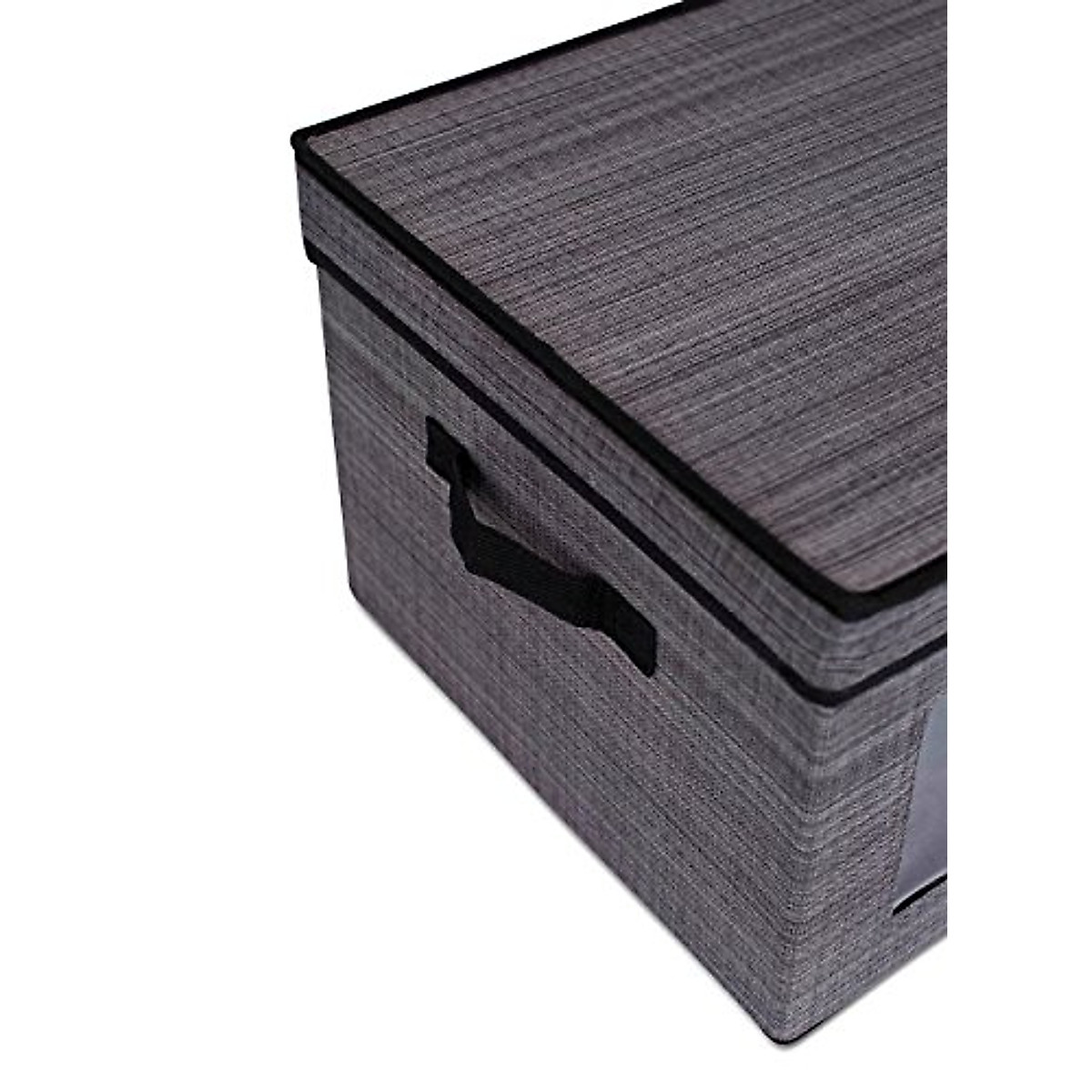 Internet's Best Storage Box with Window - Durable Storage Bin Basket Containers with Lids and Handles - Clothes Nursery Toys Organizer - Grey