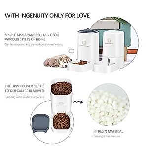 2-in-1 Automatic Food&Water Dispenser for Small Dogs, 2.1kg Gravity Food Dispenser 3.8L Waterer Set Travel Puppy Smart Feeder Self-Dispensing Water Feeder&Food Container for Cat and Small Medium Dog