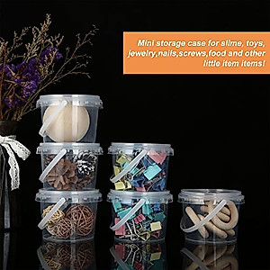FVIEXE 50PCS Slime Containers with Lids 10oz, Plastic Clear Slime Storage Containers with Lids and Handles Small Toy Storage Case for DIY Slime Making Food Beauty Products