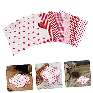 STOBOK 8 Sheets Love Fabric Decor Heart Printing Fabric Patchwork for DIY Valentine Quilting Fabric Heart Printing Patchwork DIY Valentine's Day Patchwork Cotton Red Line Manual