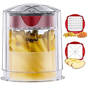 French Fry Cutter, Professional Home Style Potato Cutter Fry Cutter Onion Chopper Apple Slicer Corer Great for Potatoes Carrots Cucumbers 2 Blades