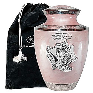 Custom Adult Pink Rose Cremation Urn, Large Rose Flower Funeral Urn, Ash urn with Velvet Bag and Personalization