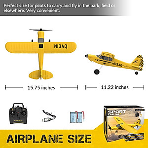 VOLANTEXRC RC Plane Trainer Sport Cub 3CH Remote Control Airplane with Prop Saver, 6-Axis Gyro Stabilizer & 3 Modes to Fly, Radio Controlled Aircraft RTF for Beginners, Kids and Adults (400mm,Yellow)