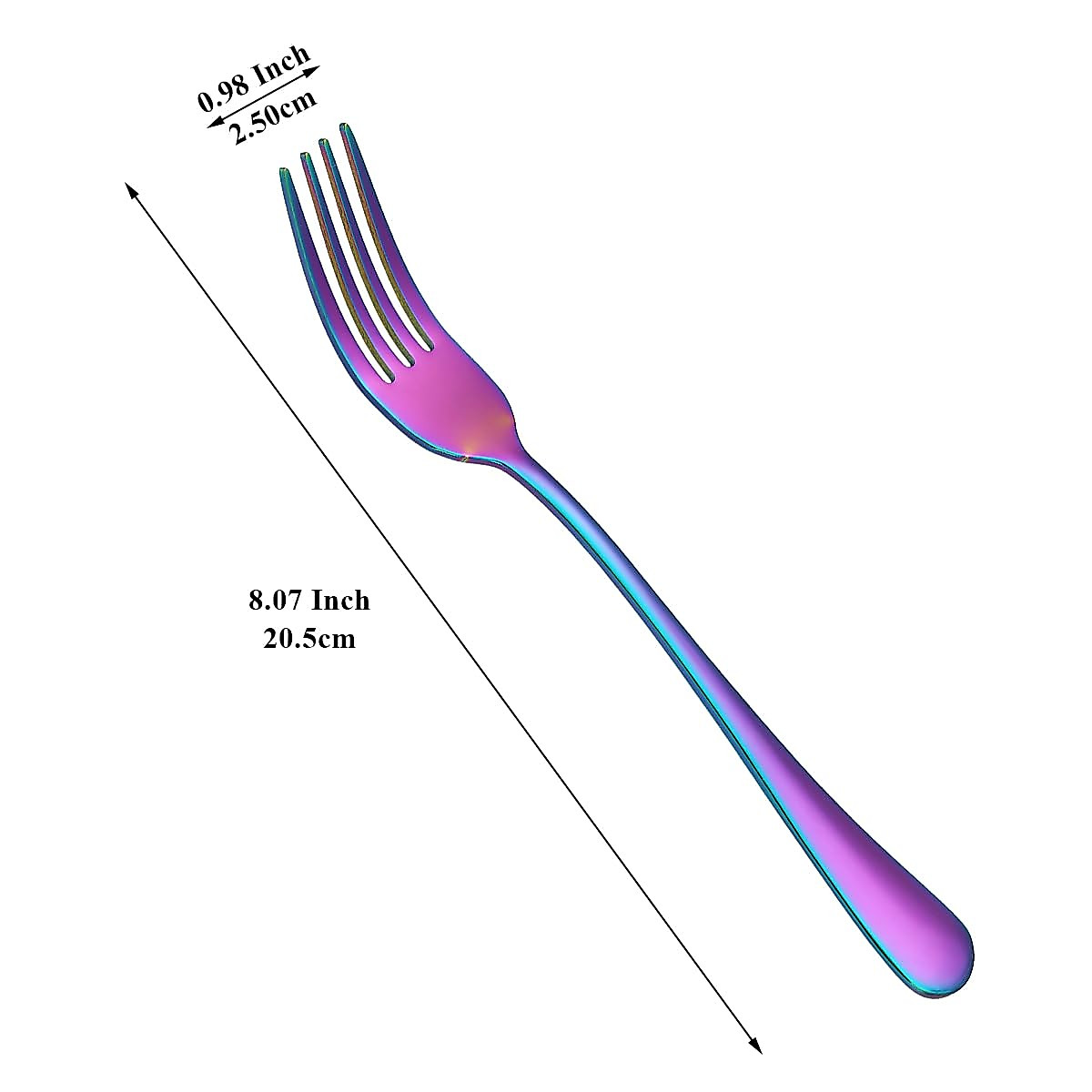 Evanda Rainbow Dinner Fork 12 Pieces, Rainbow Titanium Plating Stainless Steel 8.07inch Forks, Cake Forks, Table Forks,Dessert Forks, Easy To Clean, Dishwasher Safe