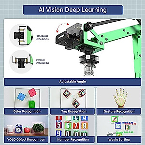 Hiwonder JetMax AI Robot Arm Building Kit for Jetson Nano Robot Kit ROS Open Source Vision Recognition Program Robot with Detailed tutorials and Source Codes (JetMax Starter)