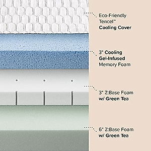 ZINUS 12 Inch Bliss Memory Foam Mattress Sustainable TENCEL Blend Cover, Queen, Pressure Relieving, CertiPUR-US Certified, Mattress in A Box, All-New, Made in USA