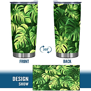 QWEUIOP 20oz Insulated Travel Coffee Mug Leaf Of Monstera Plant Stainless Steel Tumbler with Lid Double Wall Vacuum Coffee Cup For Hot and Cold Drinks14465