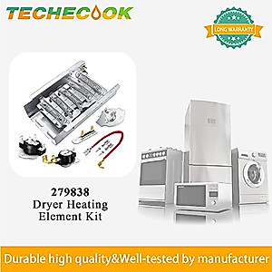 279838 W10724237 Dryer Heating Element Kit - Replacement for Whirlpool Maytag Kenmore Dryers - Includes 3977393 & 3392519 Thermal Fuse & 3977767 Dryer Thermostat & 3387134 Cycling Thermostat