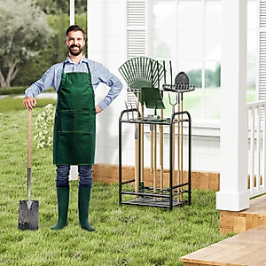 songsoso Metal Garden Tool Organizer - Yard Tool Organizer Up to 35 Long-Handled Tools - Heavy Duty Garden Tool Storage Yard Tool Holder for Brooms Rakes and Shovels in Garage Yard and Shed.