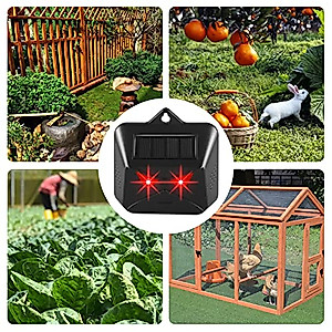 4 Pcs Solar Animal Repeller Predator Lights Deterrent for Coyote Fox Skunk Raccoon Rabbit Cat Dog Deer Repellent Devices Outdoor for Chicken Coop Yard Farm Garden, IP44 Waterproof