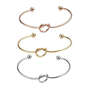 Jewanfix Rose Gold Plated Forever Love Knot Infinity Bracelets for Women Bridesmaid Proposal Wedding Bracelet Jewelry Gift