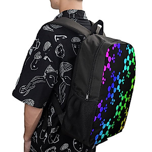 Caffeine Molecule Travel Backpack Casual 17 Inch Large Daypack Shoulder Bag with Adjustable Shoulder Straps