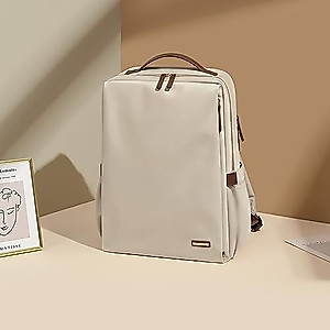 GOLF SUPAGS Stylish Laptop Backpack for Women Airline Approved Perfect for Work College and Travel Multi-Functional Casual Daypack Fits 15.6 Inch Notebook (Apricot)