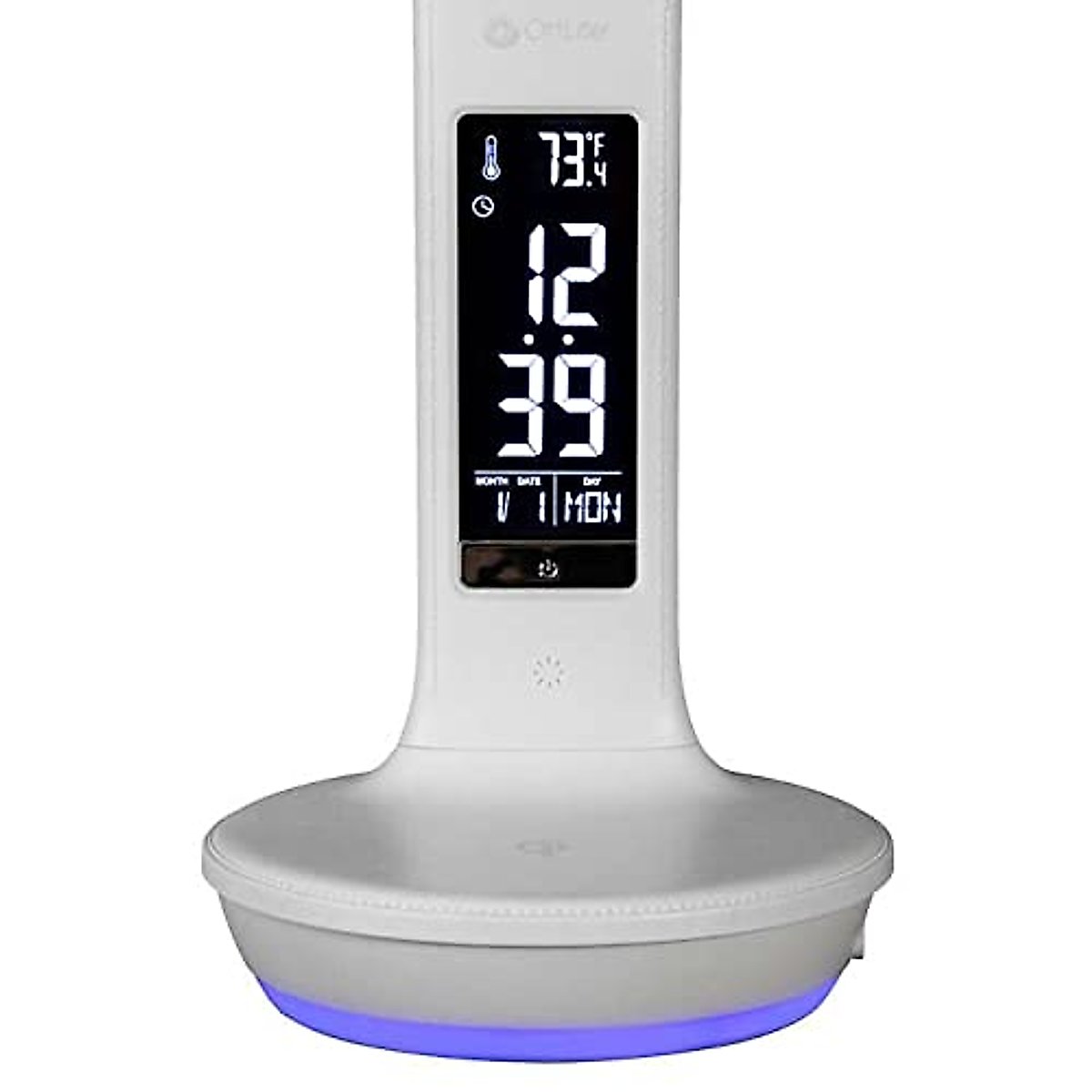 OttLite Desk Lamp with Clock and Wireless Charging Station – Adjustable Neck, Touch Controls, 3 Color Temperatures, ClearSun LED, Clock Display, for Work, Study, Reading, Crafting ( White )