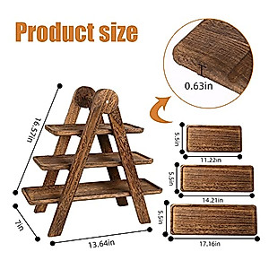 KCRET Wood Tiered Serving Tray 3 Tier Serving Platter Stand, 3 Tier Serving Tray for Party, Fruit Platter Farmhouse Tiered Tray