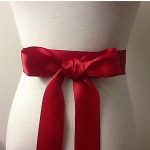 Wedding Sash Bridal Belts Simple Classic Silk Ribbon Sash for Dress (Wine Red)