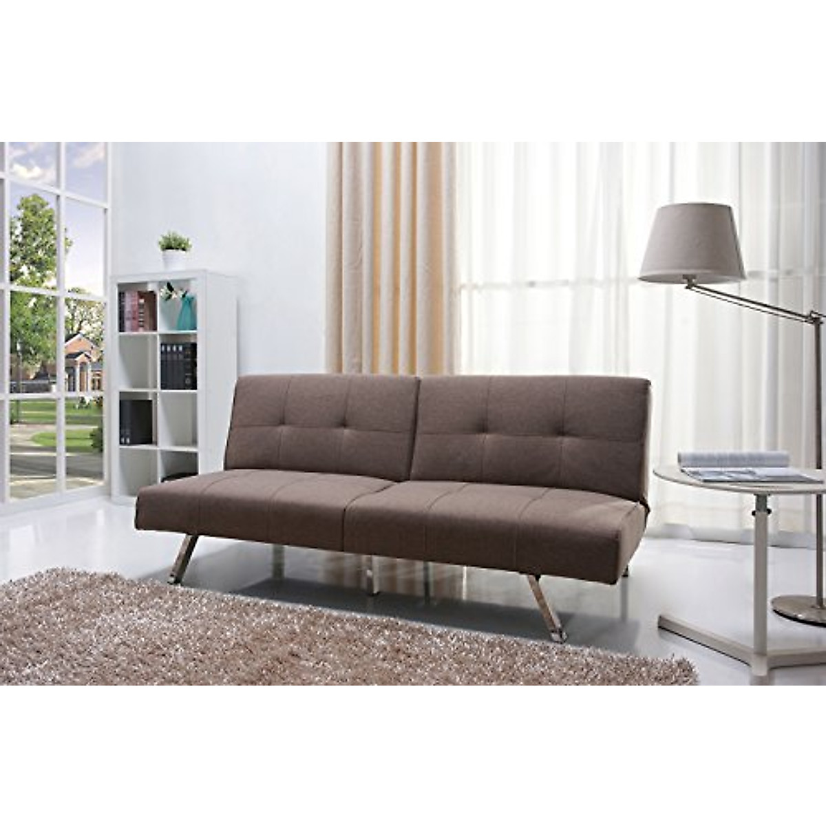 Gold Sparrow Victorville Foldable Futon Sofa Bed, Mocha