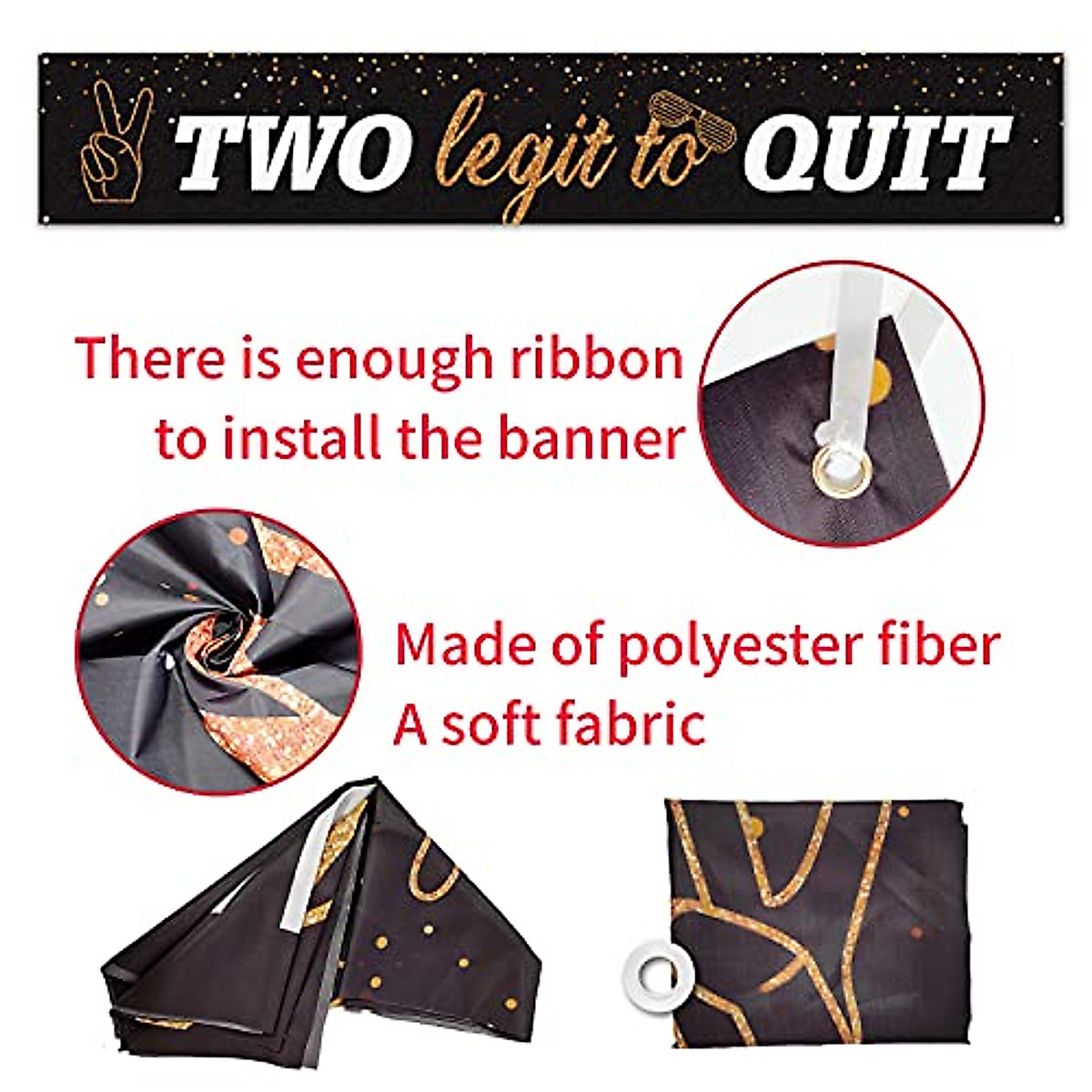 Two Legit To Quit 2nd Birthday Banner - Large Party Backdrop