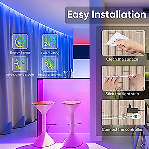 Bonve Pet 32.8ft Led Strip Lights 5050 RGB LED Smart Music Sync Color Changing LED Lights Strips with Remote Led Lights for Bedroom,Home, Room, TV, Christmas Party