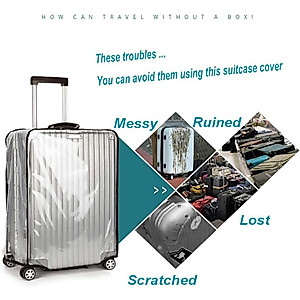Suitcase Cover for 20" Luggage TSA Approved Clear PVC Thickened Protective Sleeve Cover for Wheeled Luggage Waterproof