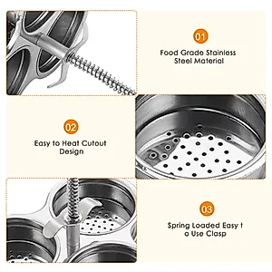 Yunnyp Egg Boiler Egg Poacher Durable Stainless Steel Egg Cups Kitchen Gadget Easy To Use For Poached Eggs Brunch Breakfast