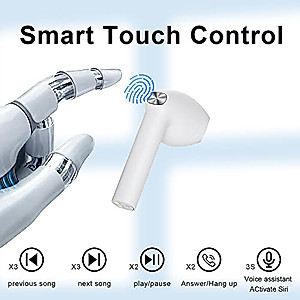 Ear Buds Wireless Bluetooth Earbuds, Air Buds Pods with Charging Case, IPX5 Waterproof Earphones Clear Call Built in Mic, 24 Hrs Playback for iPhone & Android In-Ear Headphones Bluetooth headset White